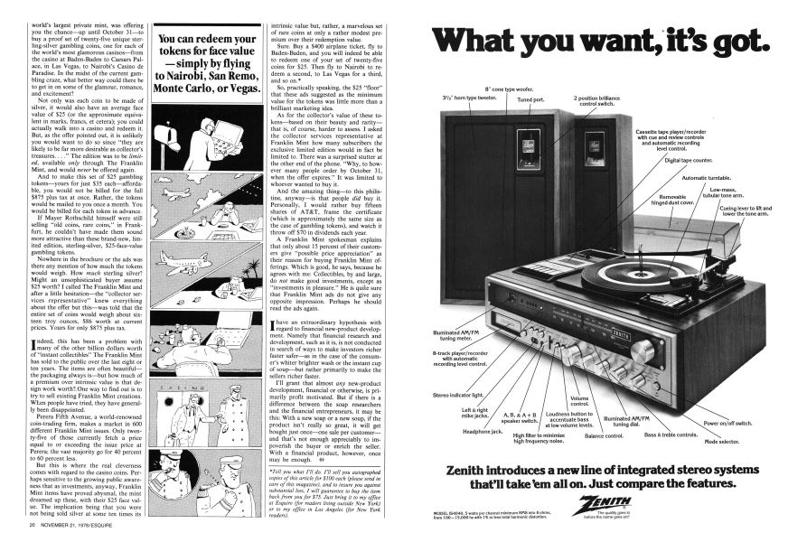 Zenith: Integrated Stereo System | Esquire | November 21, 1978