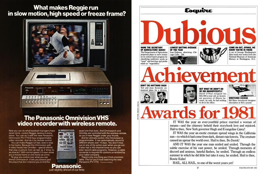 Dubious Achievement Awards for 1981 | Esquire | JANUARY 1982