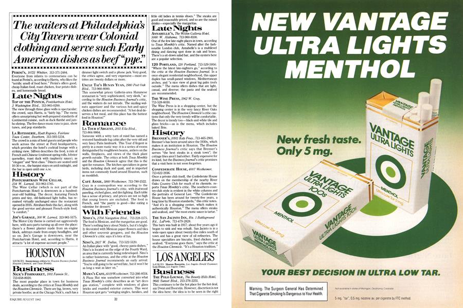 Advertisement: Vantage Ultra Lights | Esquire | AUGUST 1982