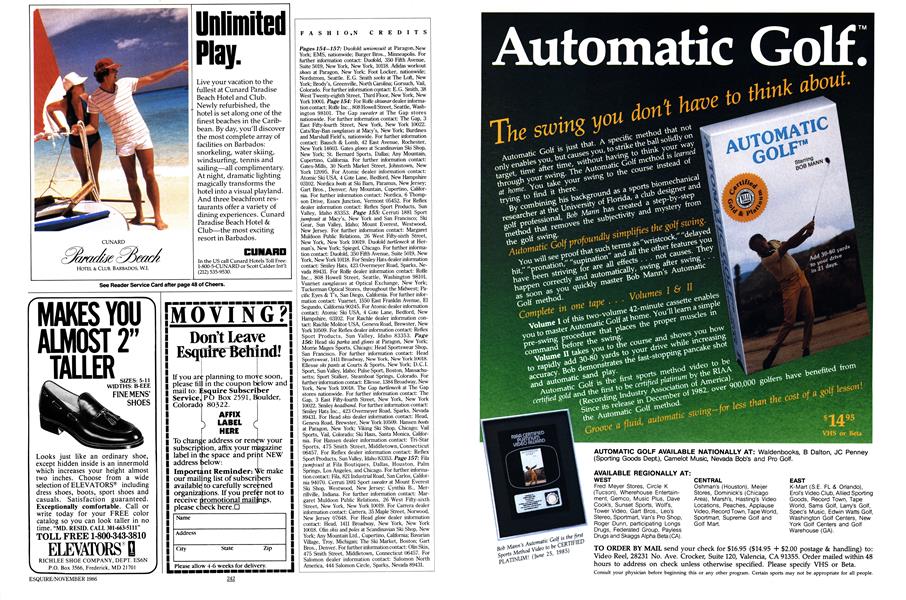 Video Reel: Automatic Golf | Esquire | NOVEMBER 1986