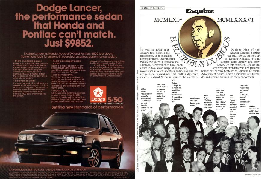 Chrysler Motors: Dodge Lancer | Esquire | JANUARY 1987