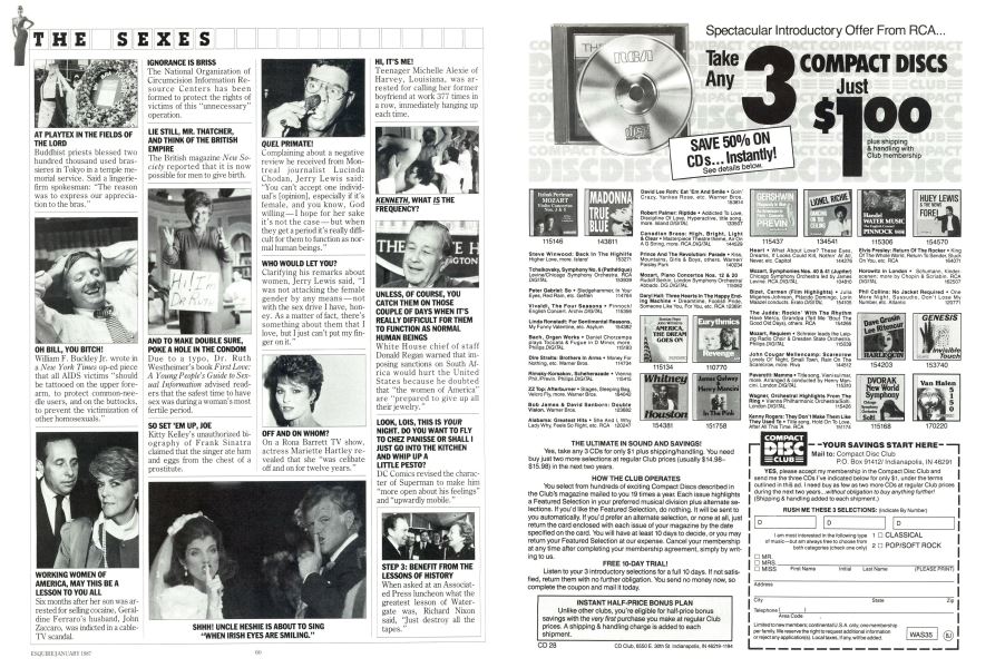 Compact Disc Club | Esquire | JANUARY 1987