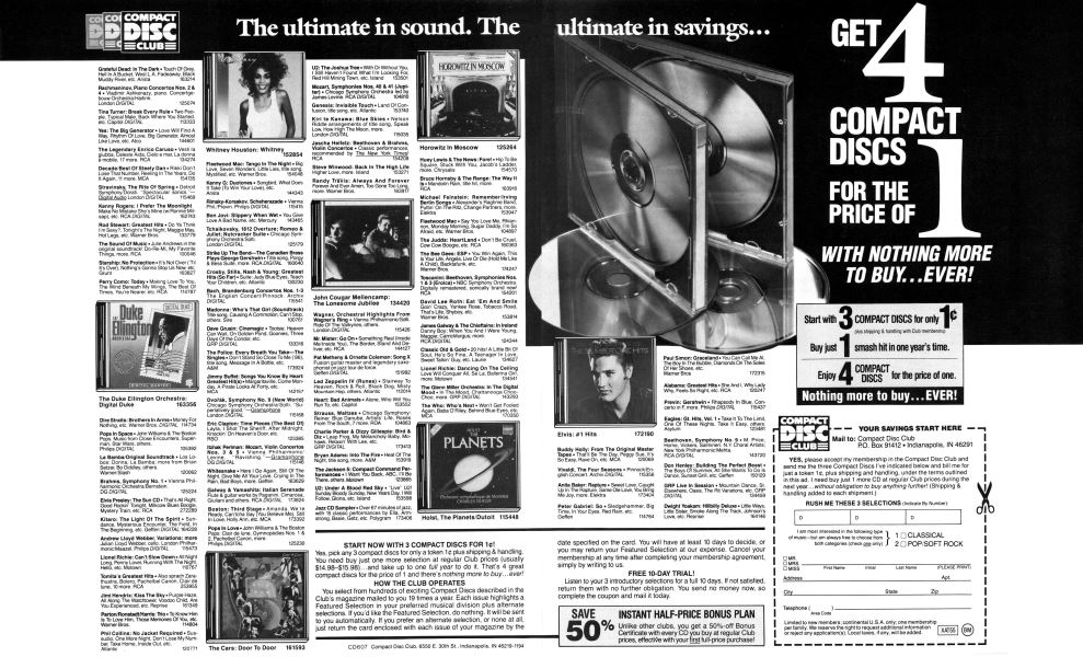 Compact Disc Club | Esquire | JANUARY 1988