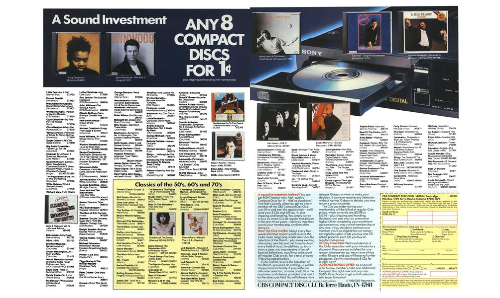 CBS Compact Disc Club | Esquire | January 1989