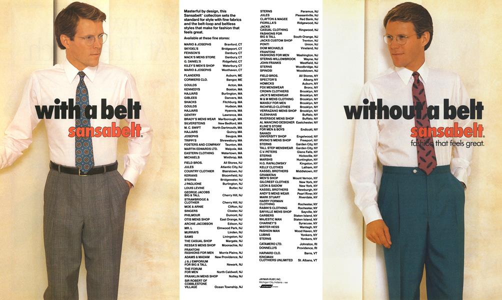 Jaymar-ruby, Inc.: Sansabelt | Esquire | APRIL 1989