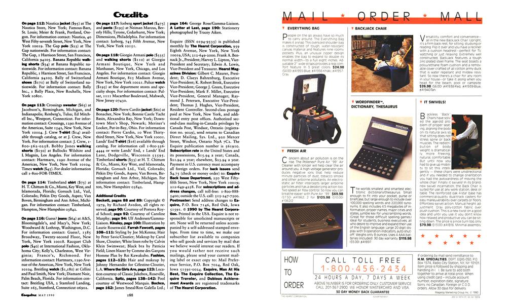 Credits | Esquire | May 1990