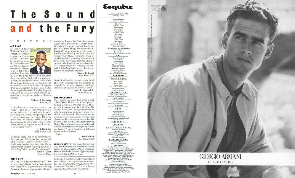 The Sound and the Fury | Esquire | FEBRUARY 1991