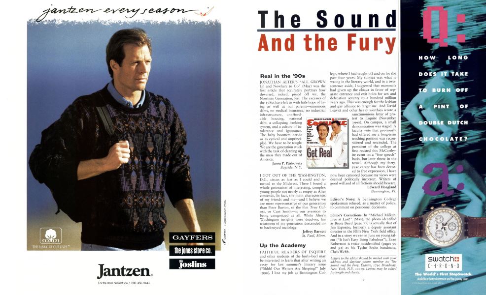 The Sound and the Fury | Esquire | AUGUST 1991
