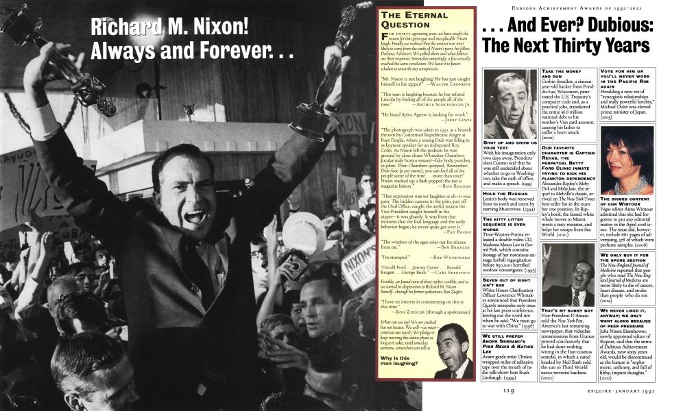 And Ever? Dubious: the Next Thirty Years | Esquire | JANUARY 1992