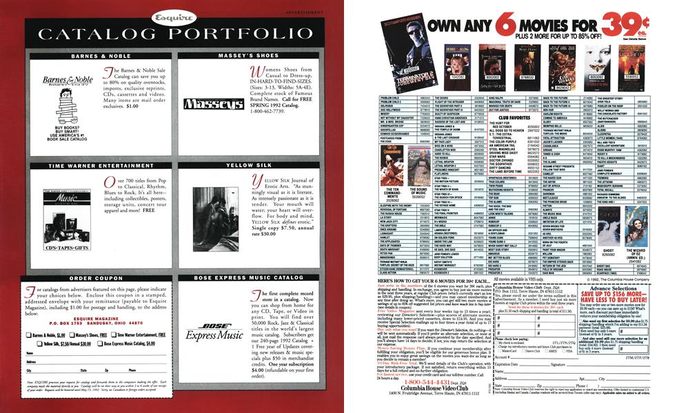 Columbia House Video Club | Esquire | MARCH 1992