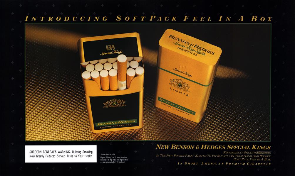 Philip Morris Inc.: Benson & Hedges | Esquire | OCTOBER 1992