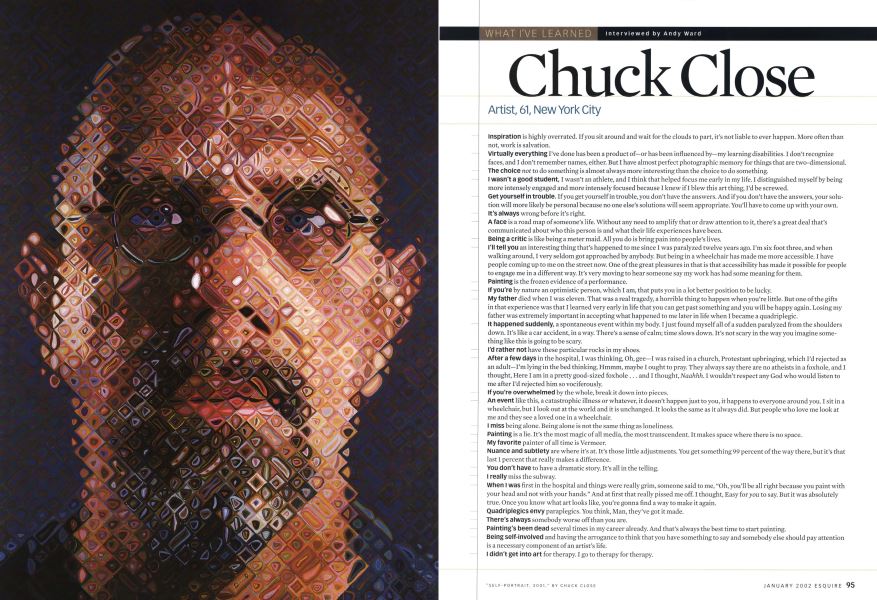 Chuck Close | Esquire | JANUARY 2002