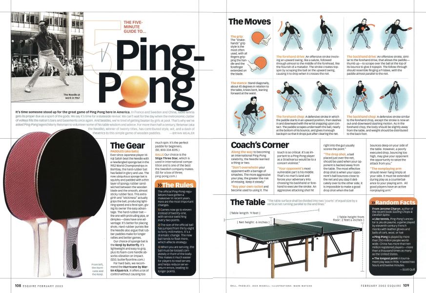 THE FIVE MINUTE GUIDE TO Ping-Pong | Esquire | FEBRUARY 2003