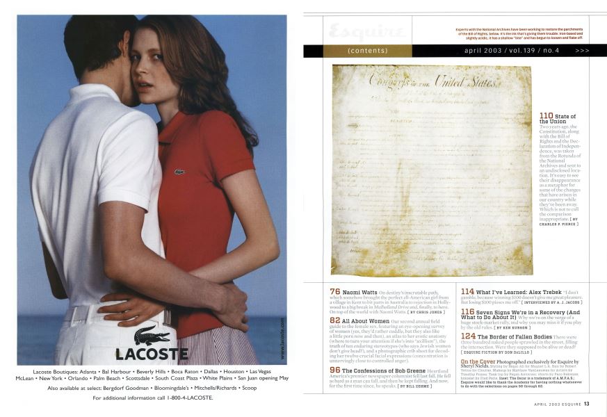 contents | Esquire | APRIL 2003