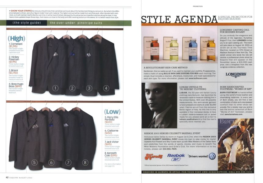 the over-under: pinstripe suits | Esquire | August 2003