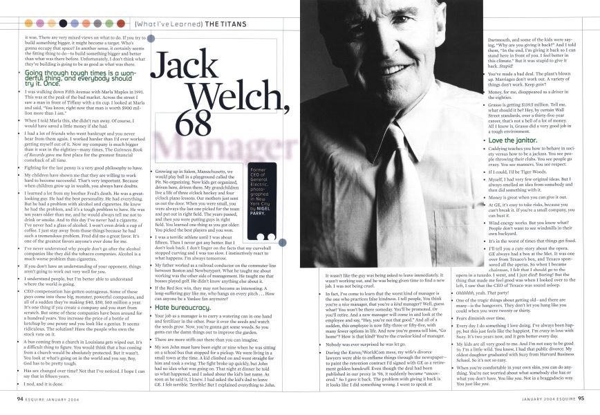 Jack Welch | Esquire | January 2004
