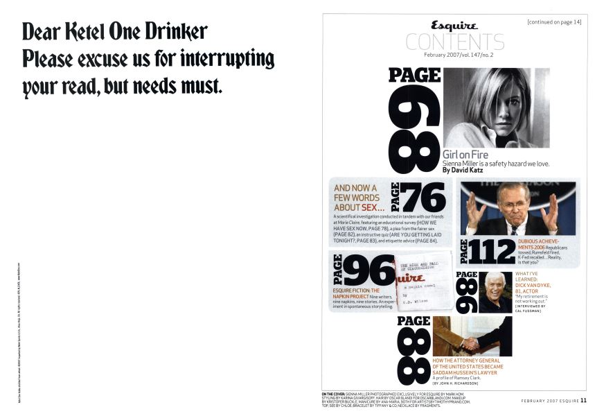 Advertisement: Ketel One | Esquire | FEBRUARY 2007