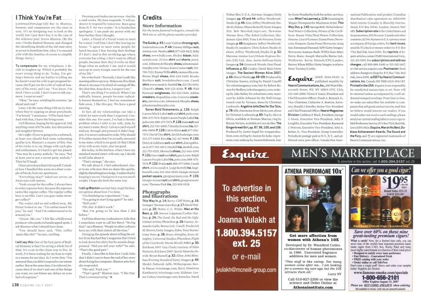 Advertisement: Athena Pheromone 10x | Esquire | JULY 2007