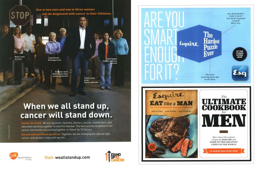 gsk GlaxoSmithKlein Oncology Stand up to Cancer | Esquire | AUGUST 2011