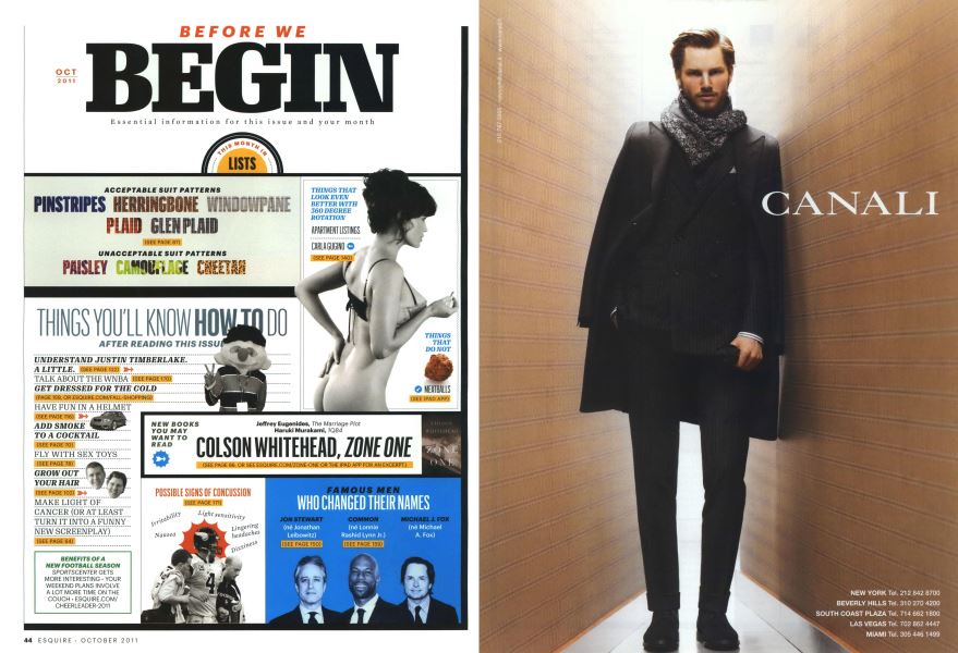 BEFORE WE BEGIN | Esquire | OCTOBER 2011