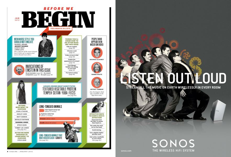 Before We Begin | Esquire | JANUARY 2012