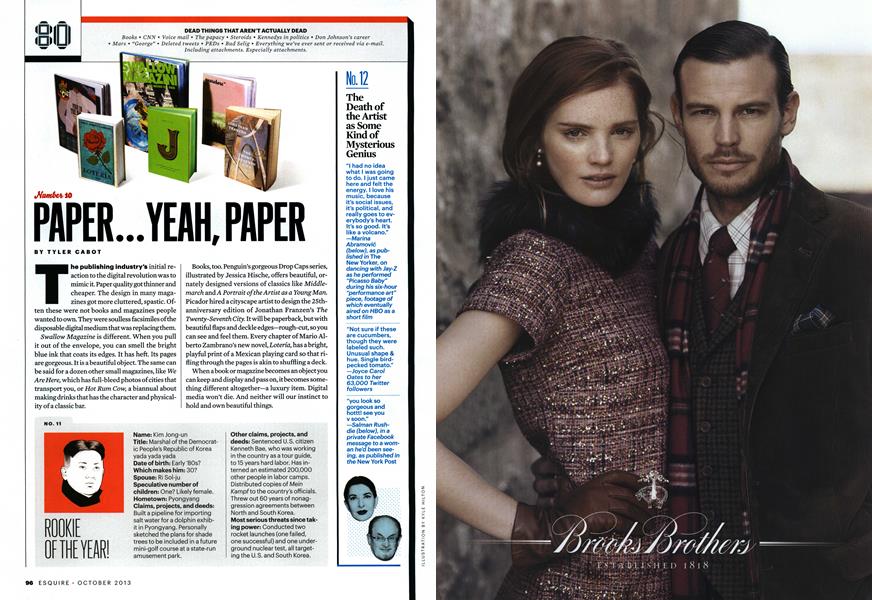 PAPER... YEAH, PAPER | Esquire | OCTOBER 2013
