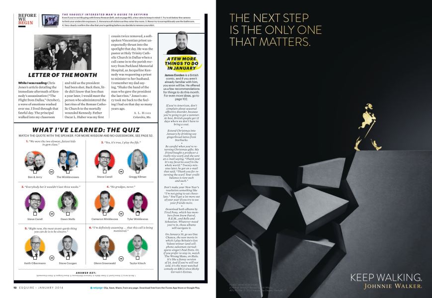 Letter of the Month | Esquire | JANUARY 2014