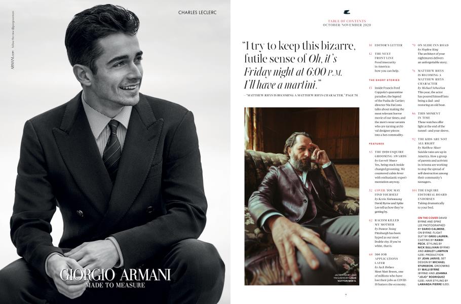 TABLE OF CONTENTS OCTOBER/NOVEMBER 2020 | Esquire | OCTOBER/NOVEMBER 2020